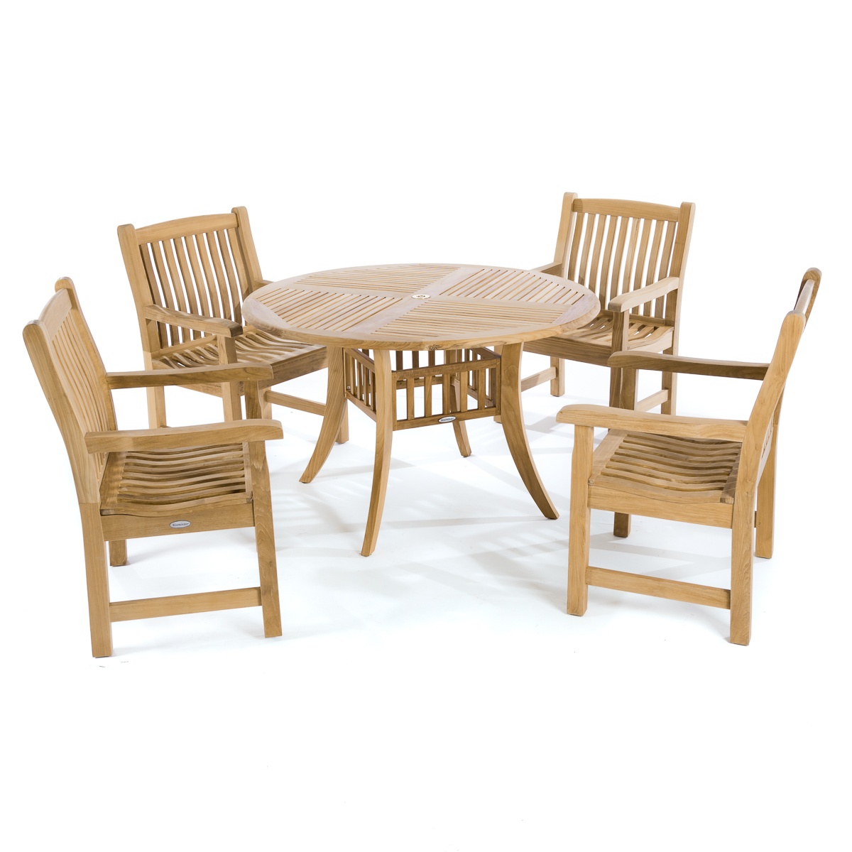 5 pc Round Hyatt Veranda Teak Dining Set | Westminster Teak